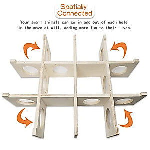 BNOSDM Multi-Chamber Hamster Hideout Maze Wood Multi-Room Hide Hut with Cover Mice Secret Peep Shed Wooden Dwarf Hamsters House Tunnel Exploring Toys Habitat Décor for Gerbils