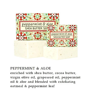Greenwich Bay Trading Co., Peppermint and Aloe Shea Butter Soap, Set of 3 Bars, 6.4 Ounces Each