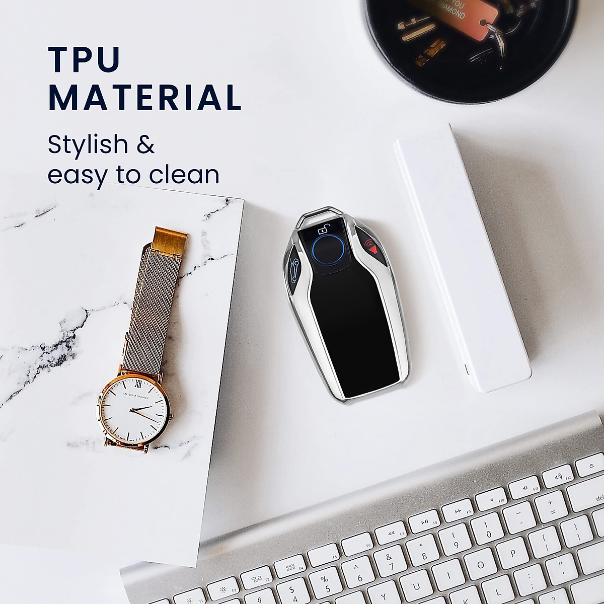 kwmobile Key Cover Compatible with BMW - Silver High Gloss