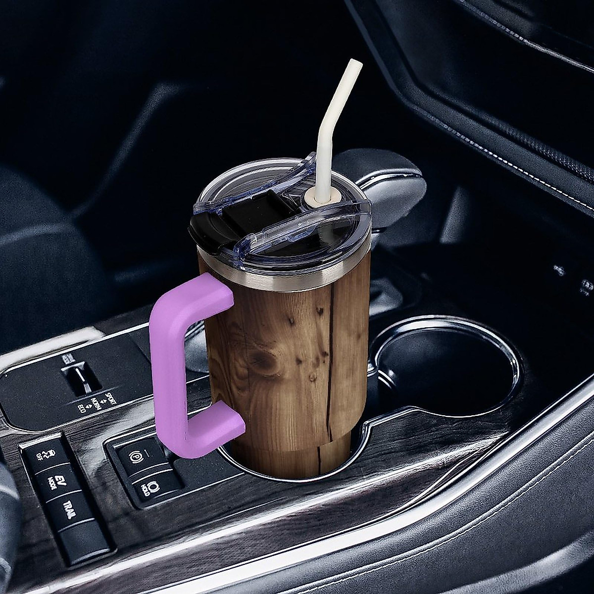 WYUSPGK 40oz Stainless Steel Car Mug, Wood Grain Print Travel Mug, Double-Wall Insulated with Straw, Perfect for Car, Office, Outdoor