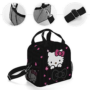 Grehge Cute Cartoon Lunch Bag Portable Thermal Insulated Preservation Pink Cat