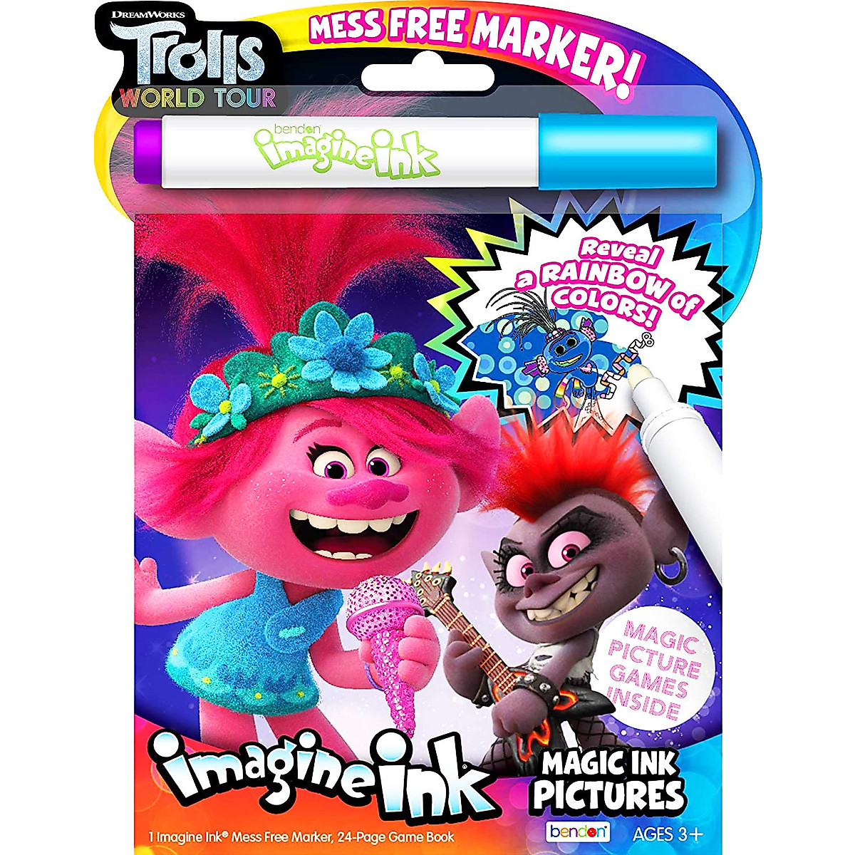 Imagine Ink Magic Pictures Coloring Activity Books Set - Moana, Trolls World Tour & Frozen II