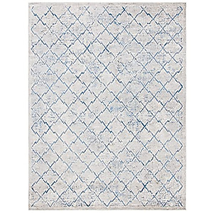 SAFAVIEH Brentwood Collection 12' x 18' Light Grey/Blue BNT809G Trellis Distressed Non-Shedding Living Room Bedroom Dining Home Office Area Rug