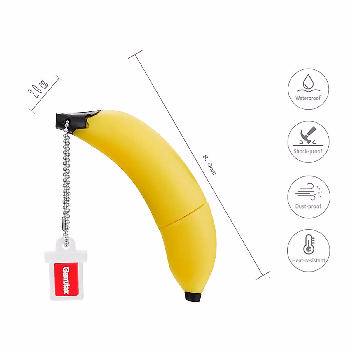 GARRULAX USB Flash Drive, 8GB / 16GB / 32GB Novelty Cute Cartoon USB Memory Stick Date Storage Pendrive Thumb Drives for Kids Children Collegue Student (16GB, Banana)