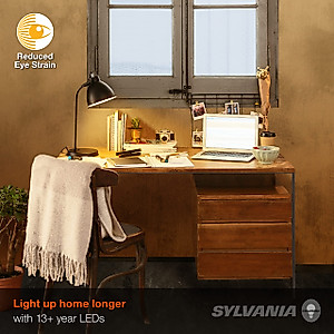 Sylvania Reduced Eye Strain A21 LED Light Bulb, 3-Way 40W / 60W / 100W, 13 Year, Dimmable, Clear, 2700K, Soft White - 6 Pack (41231)