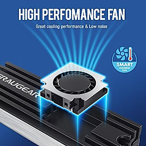 GRAUGEAR M.2 2280 SSD Heatsink, Direct-Touch Heat of Copper Heat Pipe, 20mm Built-in Cooling Fan, Aluminum Plate-Fin Design, Thermal Pads incl. Cooler for M.2 NVMe/SATA [G-M2HS08-F]