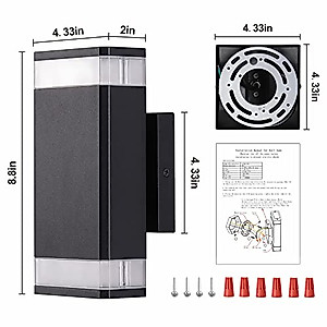 DAKAFUL LED Up and Down Lights Outdoor Wall Sconce, 2Pack Integrated Square Outdoor Lights for House, 10W 2700K Warm Aluminum Modern Exterior Light Fixture for Porch Patio Garage