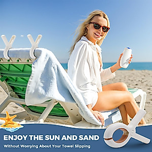 Extra Large Beach Towel Clips 8 Pack, 5.1 Inch Towel Clips for Beach Chairs Cruise Heavy Duty, Towel Holder Clips for Clothes Pool Boat, 2 Colors Khaki and Blue