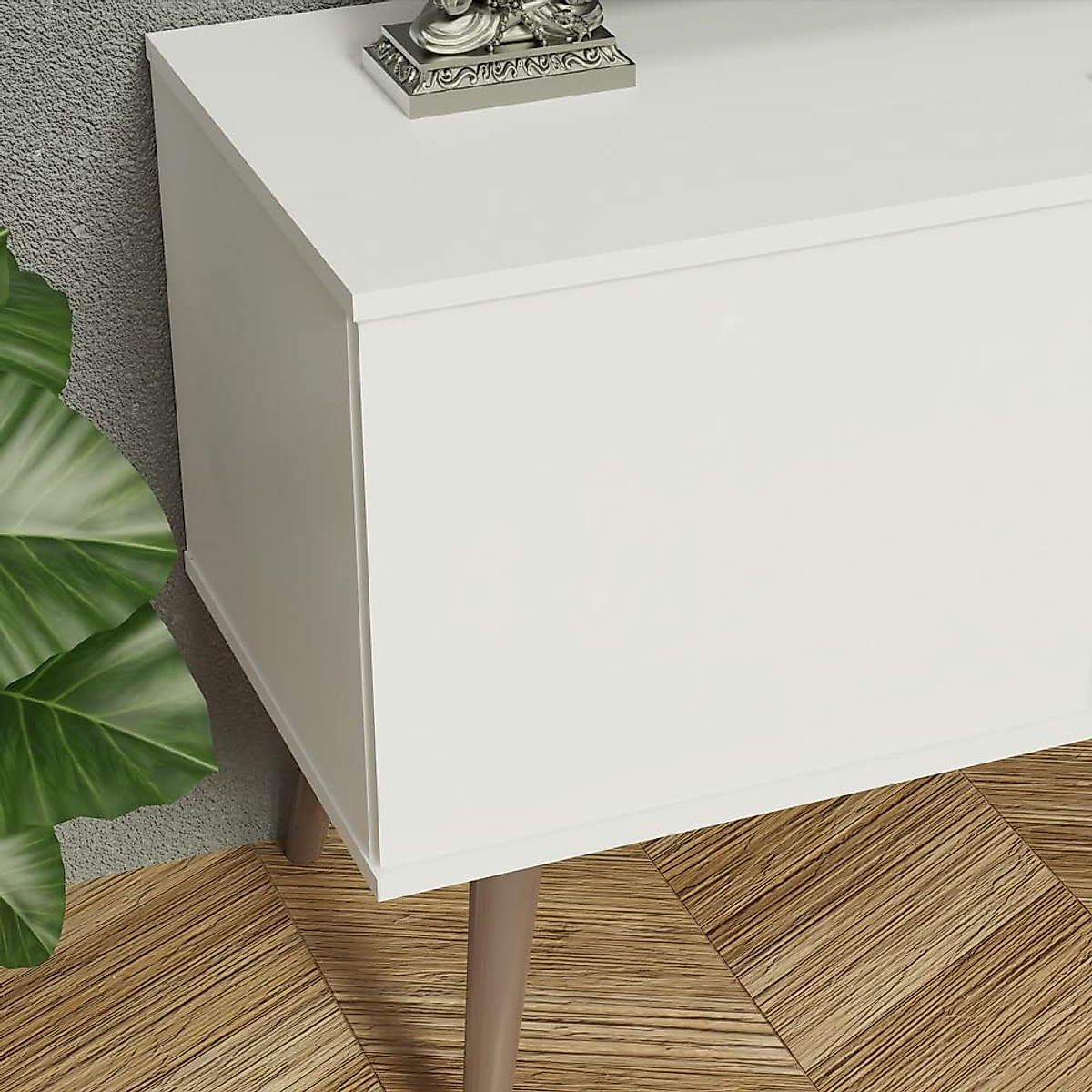 Madesa TV Stand Console with 2 Doors and 2 Shelves with Cable Management for 50, 55 Inch Media Storage Media Console Office Entertainment Center Wooden Television Cabinet - White