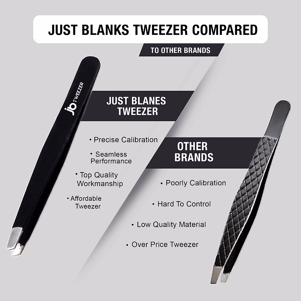 JustBlanks Professional Tweezers Eyebrows Tweezers for Men Stainless Steel Precision Tweezers for Women Facial Hair Blackhead Eyelash - 2 Years Free Replacement Warranty (Pack of 1)