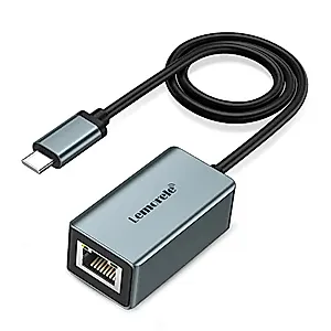 USB C to Ethernet Adapter, Lemorele Type-C (Thunderbolt 3) to RJ45 Gigabit Ethernet, Aluminum Portable LAN Network Adapter for MacBook Pro/Air, iPad Pro/Mini, iMac, Surface Pro, Chromebook, Dell XPS