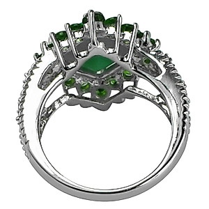 CARILLON Rotational Move Chrysoprase Chrome Diopside 925 Silver Christmas Cocktail Ring (Sterling Silver, 10.5)