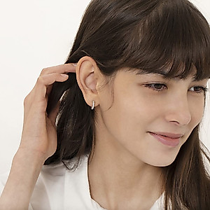 925 Sterling Silver Clear Cubic Zirconia Small Half Hoop Screw Back Earrings for Teens and Women - Classic and Elegant Safety Screw Back Earrings Wear for All Occasion