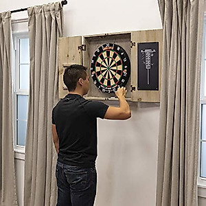 American Legend Barnwood Dartboard Cabinet with Wheat Finished Barn Style Doors - Dartboard Not Included