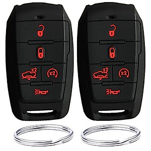 Silicone Smart Key Fob Cover Remote Case Keyless Protector Jacket for Dodge 2019-2022 Ram 1500 Pickup 68291690AB/AC/AD Black
