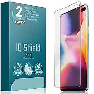 IQ Shield Matte Screen Protector Compatible with Galaxy S10 Plus 6.4 inch (Max Coverage)(2-Pack) Anti-Glare Anti-Bubble Film (NOT Compatible with Verizon S10 5G 6.7)