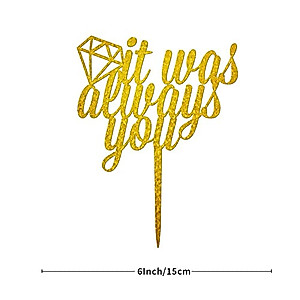 It Was AlwaysYou Personalised Engagement Wedding Caketopper Bride To Be Wedding Party Decorations Mr & Mrs Silhouette Wedding Gifts Gold