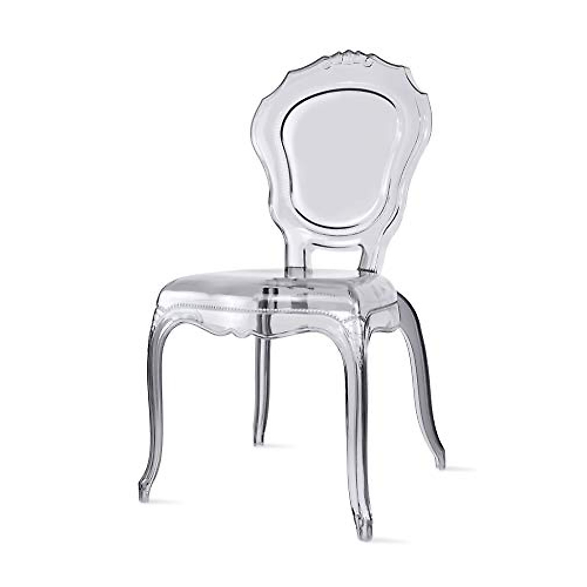 2xhome - Set of Two (2) - Belle Style Ghost Side Chairs Dining Room Chair - Smoke Accent Seat - Lounge No Arm Arms Armless Less Chairs Seats Higher Fine Modern Designer Artistic