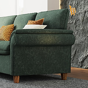 LIKIMIO Sofa 89 Inch, Comfy Sofa Couch with USP Port, Extra Deep Seats Modern 3 Seater Sofa, Couch for Living Room Apartment Lounge, Green Chenille