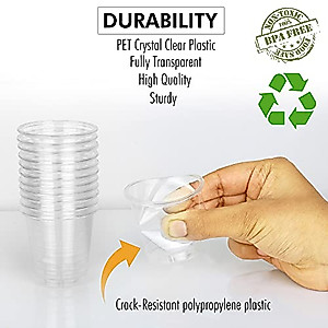 Plastic Shot Glasses 2 Oz - Disposable mini Jello Shot Cups, Party Tumblers For Condiments, samples, Sauce, (100 Cups)