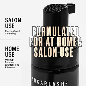 Sugarlash PRO Lashpure Cleanser with Cleansing Brush | Lash Shampoo for Lash Extensions | pH-Balanced & SLS-Free Eyelash Extension Cleanser, Removes Makeup & Oil | 50mL / 1.7 fl. oz
