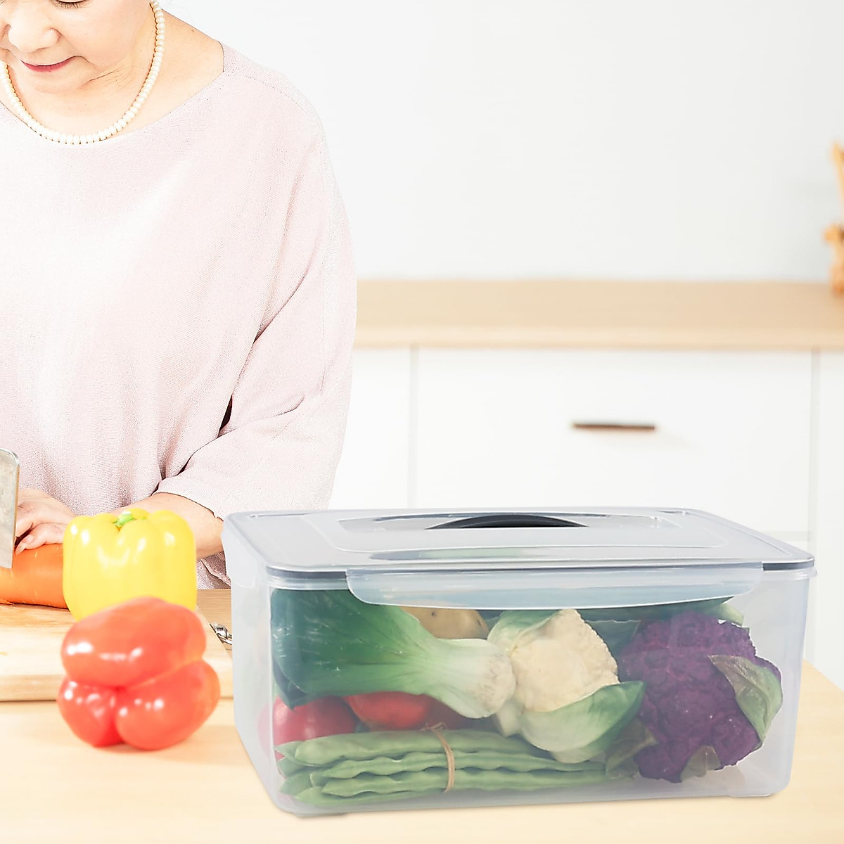 Eagrye 15 L Rectangular Plastic Clear Airtight Food Storage Containers with Latch Lid, 4 Pack Rectangle Food Storage Container with Portable Handle