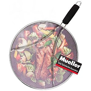 Mueller Grease Splatter Screen for Frying Pan 13", Ultra Fine Mesh Prevents 99% of Splatter Messes, Splatter Guard Shield for Safe Cooking with Resting Feet, Stainless Steel
