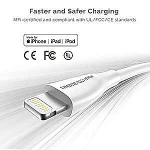 UNBREAKcable iPhone Charging Cable - 2M Apple MFi Certified: Lightning Cable for iPhone X/XS/XS MAX/XR, iPhone 8/8 Plus, iPhone 7/7 Plus, iPhone 6/6S/6 Plus/6S Plus, iPhone 5/5S/5C/SE, iPad - White