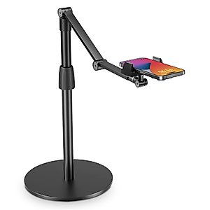 SupeDesk Phone Stand Overhead Recording Stand, Adjustable Cell Phone Holder, Multiangle, 3-Part Adujustable,Horizontal Recording Stand, Compatible with 3.5-11" Phone/iPad Mini/iPhone, Black