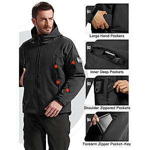 FREE SOLDIER Men's Outdoor Waterproof Soft Shell Hooded Military Tactical Jacket (Black XX-Large/US)