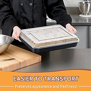 E-far Baking Pan with Lid, 9.75 x 12.5 x 2 Inch Nonstick Rectangle Cake Pans with Covers, 2 Sheet Pans Bakeware and 2 Lids for Brownies Cakes, Non-toxic & Stainless Steel Core, 2 Inch Deep