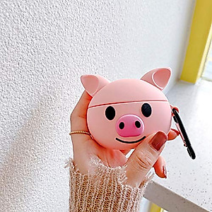 SGVAHY Airpods Pro Case, Fashion Cute 3D Pig Soft Silicone Case with Keychain Cool Fun Skin Shockproof Protective Charging Case for Apple Airpods Pro (Pig Pink)