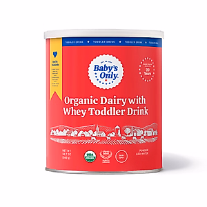 Baby's Only Organic Dairy with Whey Toddler Drink, Milk Powder with Extra Whey Protein, Iron, Vitamin D, Toddlers 12 Months Old and Up, Organic Toddler Drink, Easy to Digest, 12.7 oz, 1 Pack