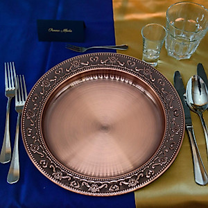 Brightalk 13-Inch Stainless Steel Charger Plates, 6Pcs Dinner Plate Chargers Round Server Ware, Copper