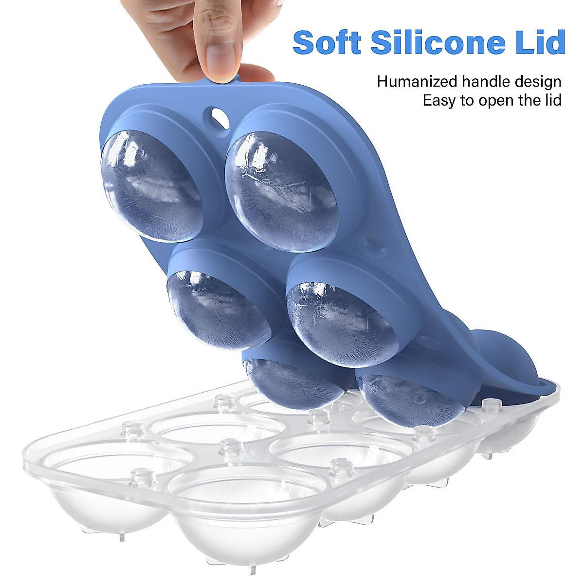 Large Ice Cube Tray for Whiskey: Ice Ball Maker for Cocktails - Large Ice Trays for Whisky Ice Sphere - Big Ice Cube Maker for Bourbon Square Ice