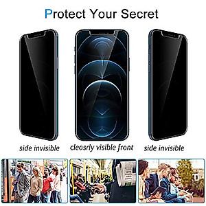 LϟK [2+3 Pack] Designed for iPhone 12 Pro Max 5G 6.7 inch, 2 Pack Privacy Screen Protector + 3 Pack Camera Lens Protector, 9H Hardness Case Friendly, Installation Tray [Not for iPhone 12 Pro]