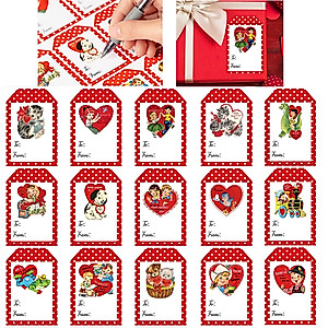 450 Valentine's Day Gift Wrapping Stickers Vintage Valentine Gift Tag Stickers Name Tags Stickers for Valentine Gifts Package Wedding Anniversary DIY Gift Crafts Wedding Party Favor, 30 Sheet