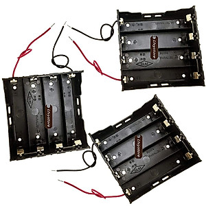 18650 Battery Case Holder, 3 Pcs 4 Slots x 3.7V 14.8Volt DIY Battery Storage Box, in Series Black Plastic Batteries Case for 4 x 18650 Ltvystore