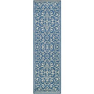 Couristan Recife Veranda Indoor/Outdoor Rug Champagne/Blue, 2'3" x 7'10" RUNNER