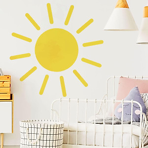 37x37 Inch Boho Sun Wall Decals Removable Sunshine Wall Sticker Vinyl Peel and Stick Sun Decals Wall Art for Girls Kids Bedroom Nursery Playroom Decor