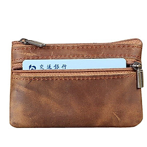 Coin Purse, Genuine Leather Mens Tray , Cash Change Wallet Key Holder Money Pouch (brown)