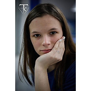 Takar 925 Sterling Silver Round Cubic Zirconia Solitaire Ring, CZ Stackable Engagement Ring, Wedding band, Eternity Moissanite Diamond Cut Promise Silver Ring Gifts for Women, Luxurious Silver Jewelry Made in the USA (X-Small)