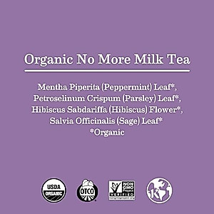 Earth Mama No More Milk Tea | Organic Herbal Tea Bags to Reduce Breast Milk Production, Stop Breastfeeding, & Wean Lactation Naturally, Postpartum Essentials, Decaf Tea With Hibiscus & Sage (16-Count)
