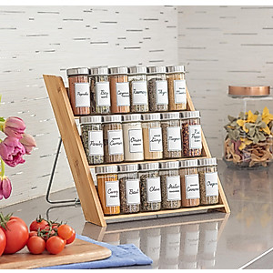 Orii 18 Jar Bamboo Compact Spice Organizer for Countertop and Kitchen Drawer, Filled with Spices, 5 Year Spice Refill Program