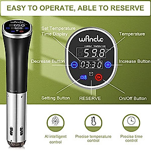 Wancle Sous Vide Cooker Machine 1100W IPX7 Immersion Circulator, with Reservation Function, Easy to store