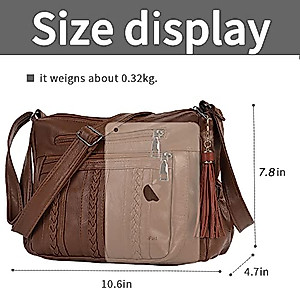 ELDA Purses for Women Pocketbooks Soft PU Leather Ladies Crossbody Purse Multi Pocket Shoulder Bag