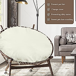 Papasan Cushion Cover Only,Water Resistant Papasan Chair Cushion Slipcover for Outdoor lndoor,Skin-Friendly Soft Machine Washable Unfading Zippered Cover for Round Egg Chair Cushion（Khaki 55in）