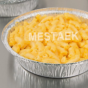 MESTAEK 7" Aluminum Foil Pans with Clear Lids 50 Pack,Heavy Duty Disposable Containers for Roasting,Storing,Baking,Cooking,Recyclable