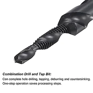 uxcell Combination Drill and Tap Bit, 1/4" Hex Shank M4 x 0.7 Metric TiAlN Coated M35 Cobalt High Speed Steel Spiral Flute Drilling Tapping Tool 2pcs
