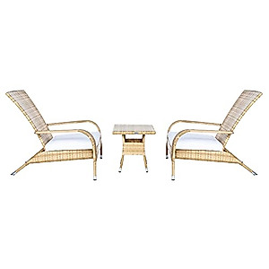 Safavieh Outdoor Collection Edna Natural/White Cushion 3-Piece Lounge Set PAT7719D